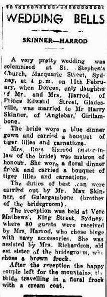 Doreen Hope Harrod - Skinner Family History